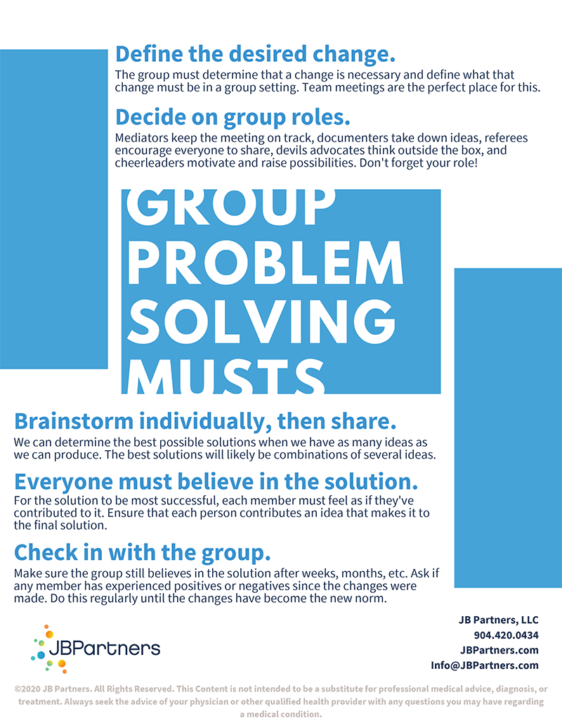 Group Problem Solving Musts – JB Partners